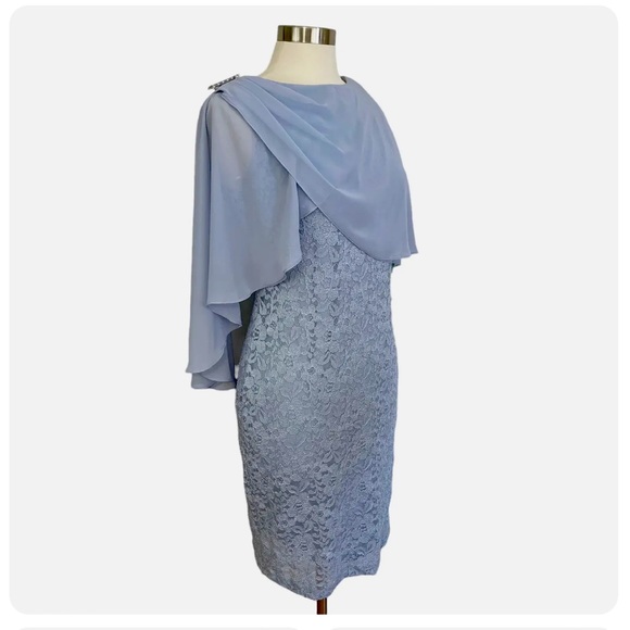 Scarlett | Dresses | New Scarlett Light Slate Blue Lace Knee ...